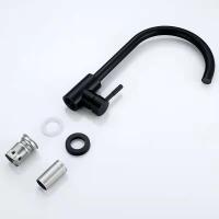 China Matte Black Deck Mounted Kitchen Faucet Stainless Steel 304 Water Tap Mixer Tap Sink Taps for sale