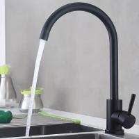 China Matte Black Deck Mounted Kitchen Faucet Stainless Steel 304 Water Tap Mixer Tap Sink Taps for sale