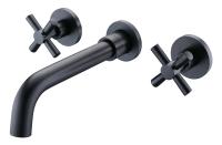 China Modern Bathroom Double Handle Wall Mounted Brass Water Tap with Single Hole Faucet Mount for sale