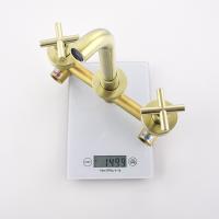 China Modern Bathroom Double Handle Wall Mounted Brass Water Tap with Single Hole Faucet Mount for sale
