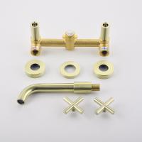 China Modern Bathroom Double Handle Wall Mounted Brass Water Tap with Single Hole Faucet Mount for sale