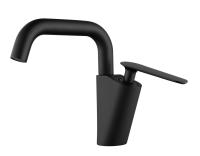 China Lizhen-Hwa.Con Black Brass Bathroom Faucet with Modern Design and Hot/Cold Single Hole for sale