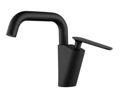 China Lizhen-Hwa.Con Black Brass Bathroom Faucet with Modern Design and Hot/Cold Single Hole for sale