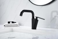 China Lizhen-Hwa.Con Black Brass Bathroom Faucet with Modern Design and Hot/Cold Single Hole for sale