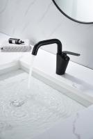 China Lizhen-Hwa.Con Black Brass Bathroom Faucet with Modern Design and Hot/Cold Single Hole for sale