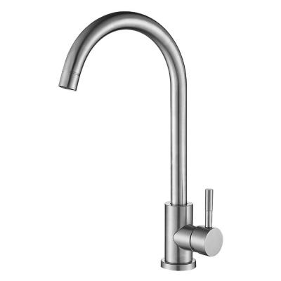 China Modern Design Stainless Steel Spout SUS304 Lead Free Single Handle Kitchen Faucet for sale