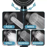 China Bathroom Chrome Finished Rain Shower Head with 5 Adjustable Modes and Cotton Filter for sale