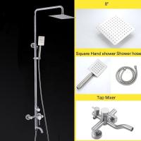 China Bestseller Metal Silver Square Built In Wall Concealed Mount Mixer Rain Shower Head And Hand Held Shower Faucet Set for sale