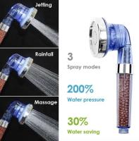 China High Pressure Bathroom Germanium Stone 3 Filter Water Saving Shower Head Set Modern Design for sale