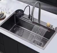 China Square Bowl Kitchen Sink Double Bowl Stainless Steel Contemporary Ceramic Ss Polished for sale