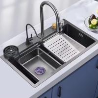China Square Bowl Kitchen Sink Double Bowl Stainless Steel Contemporary Ceramic Ss Polished for sale