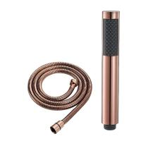 China Stylish Round Rose Gold Copper Hand-Held Shower Head With Hose for Modern Bathrooms for sale