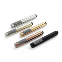 China Stylish Round Rose Gold Copper Hand-Held Shower Head With Hose for Modern Bathrooms for sale