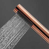 China Stylish Round Rose Gold Copper Hand-Held Shower Head With Hose for Modern Bathrooms for sale