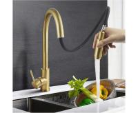 China 2024Lizhen Hua-Vic Brushed Gold Kitchen Sink Mixer Tap with Pull Out and Swivel Spout for sale