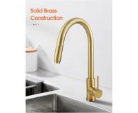 China 2024Lizhen Hua-Vic Brushed Gold Kitchen Sink Mixer Tap with Pull Out and Swivel Spout for sale