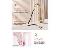 China 2024Lizhen Hua-Vic Brushed Gold Kitchen Sink Mixer Tap with Pull Out and Swivel Spout for sale