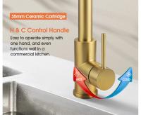 China 2024Lizhen Hua-Vic Brushed Gold Kitchen Sink Mixer Tap with Pull Out and Swivel Spout for sale