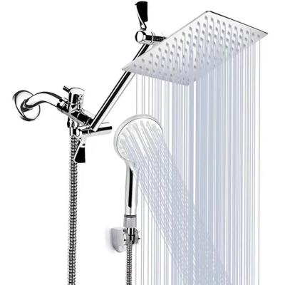 China 2022 Brass Nut Bathroom High Pressure Shower Head Set with Ultra Thin Square Rainfall Spray for sale