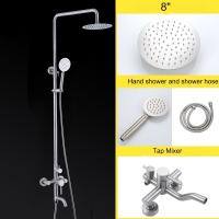 China Modern Wall Mount Brushed Single Handle Stainless Bathroom Bath Shower Column Faucets Set for sale