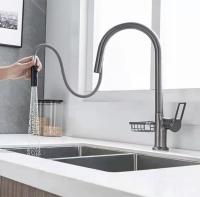 China Stainless Steel Kitchen Faucet with Pull Down Sprayer Lizhen Hwa.Con Sink Mixer Tap for sale