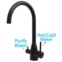 China 3 Ways Filter Water Mixer Tap Swivel Kitchen Sink Faucet in Contemporary Black Brushed for sale
