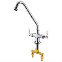 China Wall Mounted Brass Mixer Tap Kitchen Faucet Hot Cold Water Mixer for Commercial Kitchen for sale