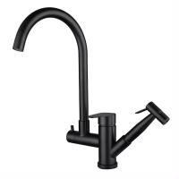 China Contemporary Style Pull Out Kitchen Faucet with Hand Sprayer in Black Stainless Steel for sale