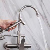 China Vic Lizhen Hwa Hot/Cold Mixer Kitchen Faucet with Brushed Finish and Wall Mounted Design for sale