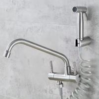 China Vic Lizhen Hwa Hot/Cold Mixer Kitchen Faucet with Brushed Finish and Wall Mounted Design for sale