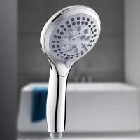 China Modern 5 Modes ABS Plastic Big Panel Round Chrome Rain Head Water Saver Shower Head for sale