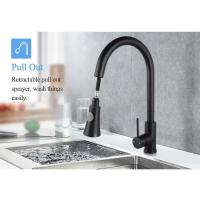 China 2024 Lizhen Luxury Flexible Single Handle Single Hole Black Taps Pull Down Kitchen Faucet For Sink for sale