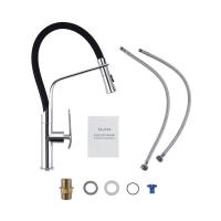 China Silver 2024 Design end Pull Down Kitchen Tap Sink Faucet Flexible Rubber Swivel Deck Mounted for sale