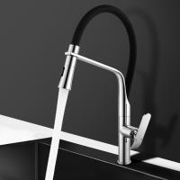 China Silver 2024 Design end Pull Down Kitchen Tap Sink Faucet Flexible Rubber Swivel Deck Mounted for sale