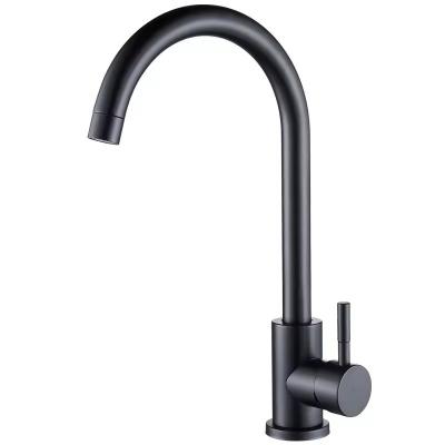 China 304 Stainless Steel Kitchen Faucet Single Handle Hot And Cold Water Mixer Tap Deck Mounted for sale
