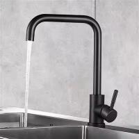 China 304 Stainless Steel Kitchen Faucet Single Handle Hot And Cold Water Mixer Tap Deck Mounted for sale