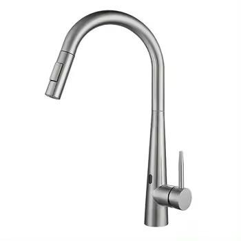 China Single Handle Stainless Steel Kitchen Faucet Pull Down Sprayer Hot And Cold Water Mixer for sale