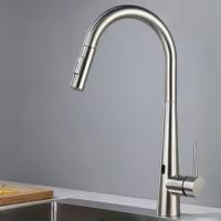 China Single Handle Stainless Steel Kitchen Faucet Pull Down Sprayer Hot And Cold Water Mixer for sale