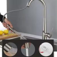China Single Handle Stainless Steel Kitchen Faucet Pull Down Sprayer Hot And Cold Water Mixer for sale