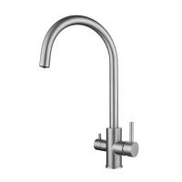 China Silver Stainless Steel Kitchen Faucet Hot and Cold Water Mixer Kitchen Tap Single Handle for sale