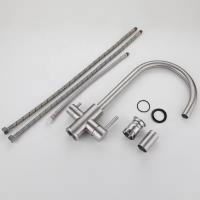 China Silver Stainless Steel Kitchen Faucet Hot and Cold Water Mixer Kitchen Tap Single Handle for sale