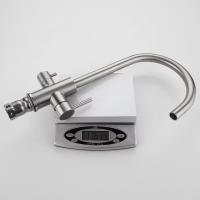 China Silver Stainless Steel Kitchen Faucet Hot and Cold Water Mixer Kitchen Tap Single Handle for sale