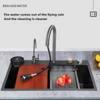 China Lizhen-Hwa.Con Kitchen Sink Modern Waterfall Rainfall Single Bowl Stainless Steel Sink for sale