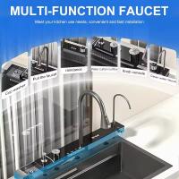 China Multifunction Brushed Stainless Steel Waterfall Kitchen Sink with Anti-Scratch Feature for sale