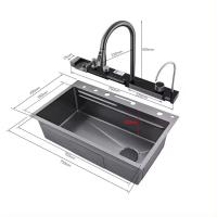 China Multifunction Brushed Stainless Steel Waterfall Kitchen Sink with Anti-Scratch Feature for sale