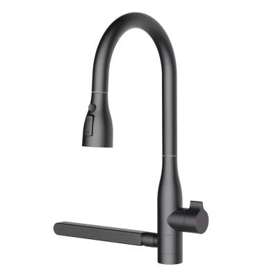 China Pull Out Spray Type Kitchen Sink Waterfall Faucet Mixer 360 Degree Rotation Extender for sale