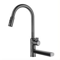 China Pull Out Spray Type Kitchen Sink Waterfall Faucet Mixer 360 Degree Rotation Extender for sale