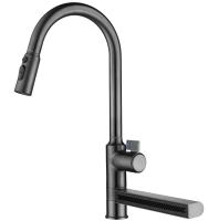 China Pull Out Spray Type Kitchen Sink Waterfall Faucet Mixer 360 Degree Rotation Extender for sale