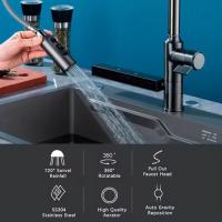 China Pull Out Spray Type Kitchen Sink Waterfall Faucet Mixer 360 Degree Rotation Extender for sale