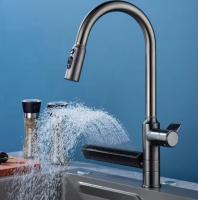 China Pull Out Spray Type Kitchen Sink Waterfall Faucet Mixer 360 Degree Rotation Extender for sale